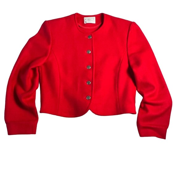 Pendleton | Jackets & Coats | Pendelton Red Crop Jacket Womens Petite Size 6 Button Blazer 0 ...